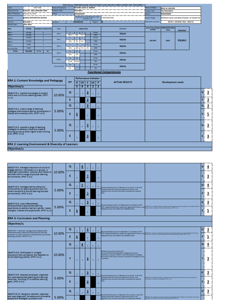 PMCF IPCRF NEW 2023 2024 - Midyear | PDF | Educational Assessment ...