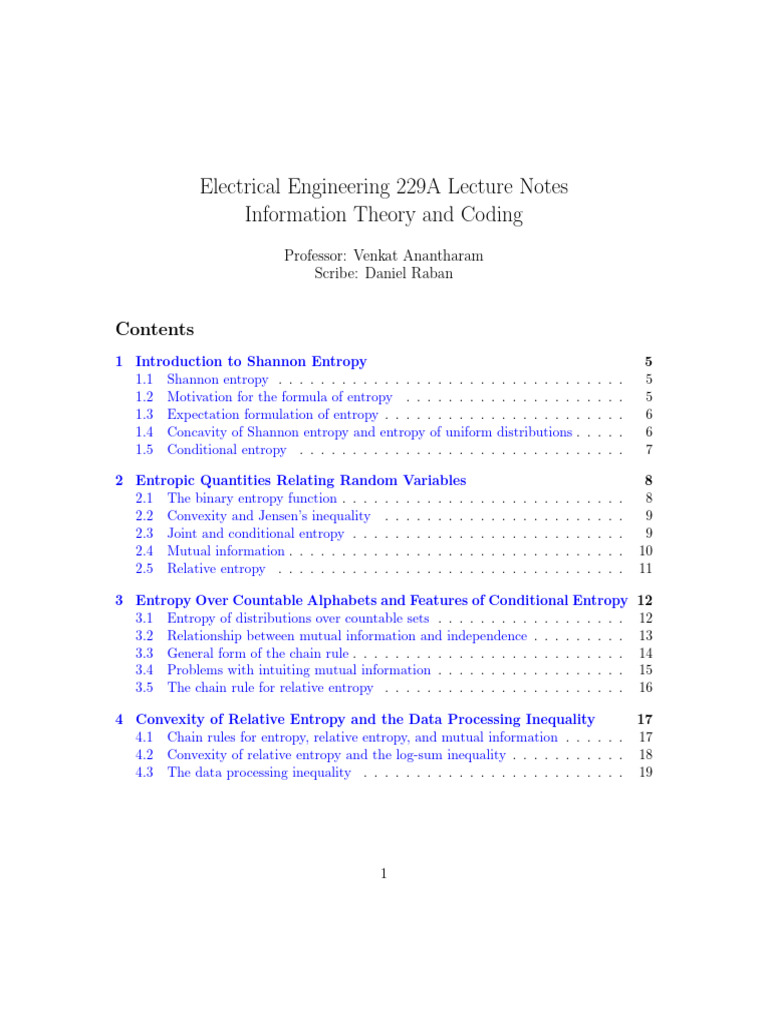 Electrical Engineering 229A Lecture Notes Information Theory and Coding ...
