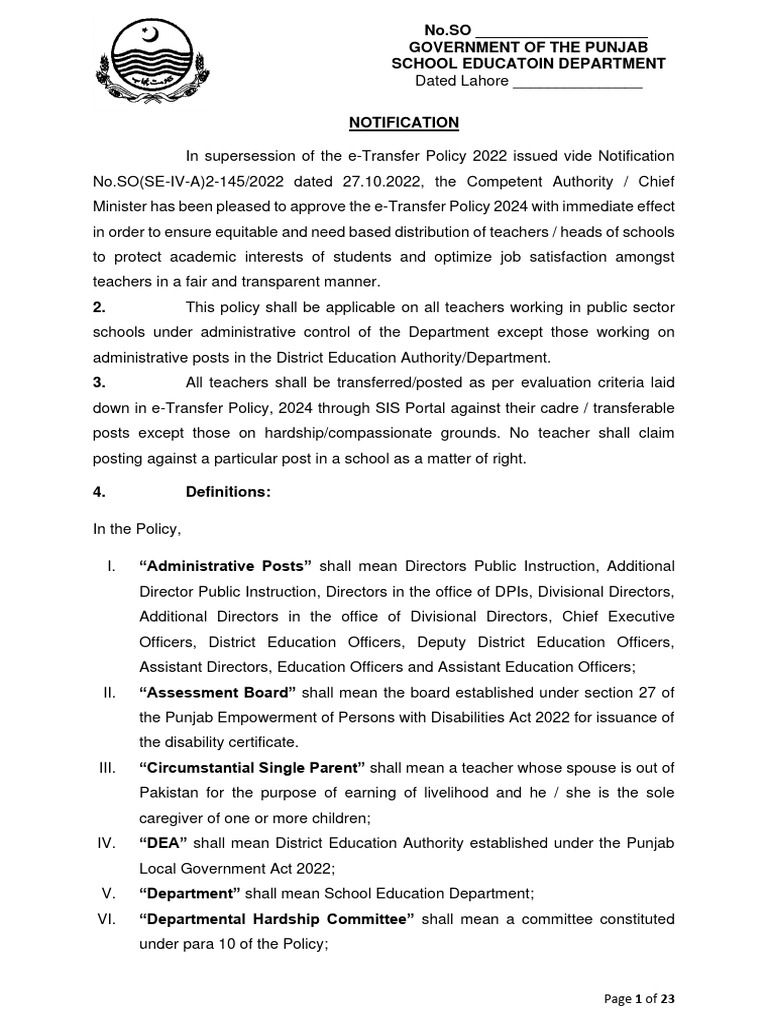 Final Draft Transfer Policy, 2024 As Approved by Cabinet 06.08.2024 ...