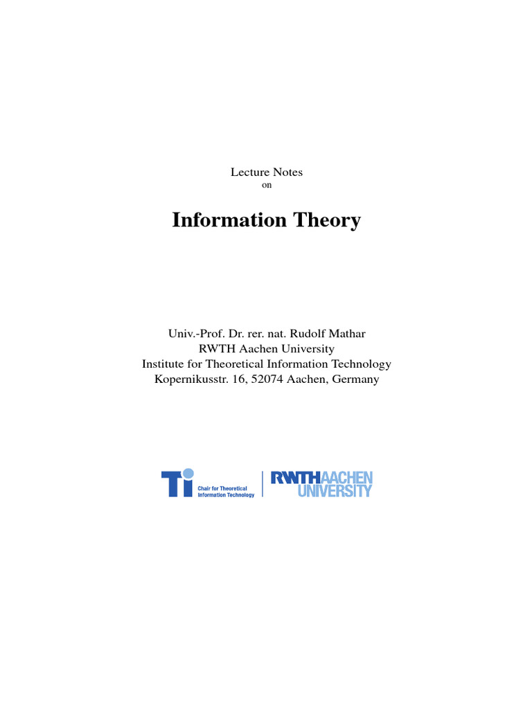 Info Theory | PDF | Information | Probability Distribution