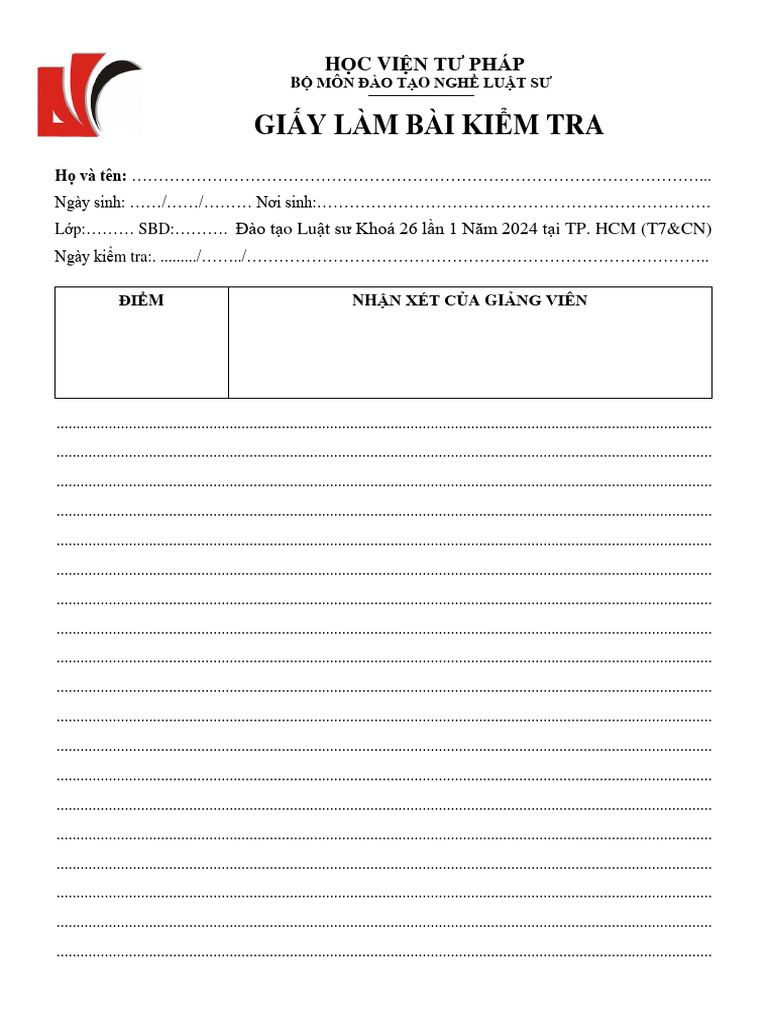 Mau Giay Kiem Tra | PDF