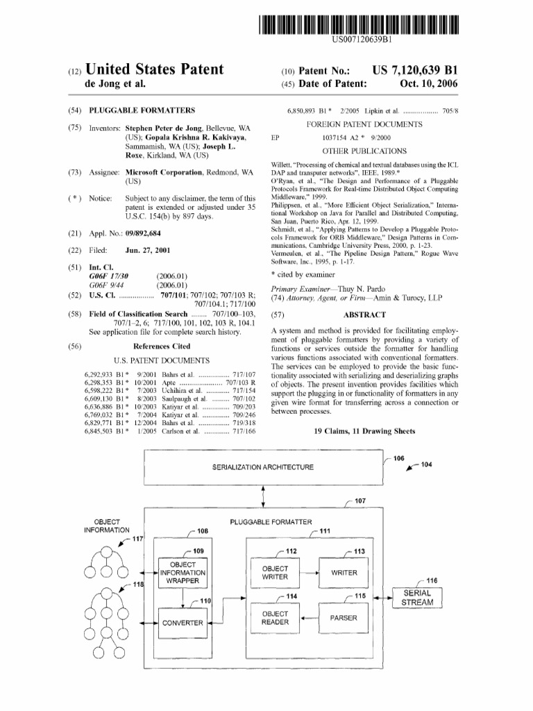 US7120639 | PDF | Class (Computer Programming) | Method (Computer Programming)