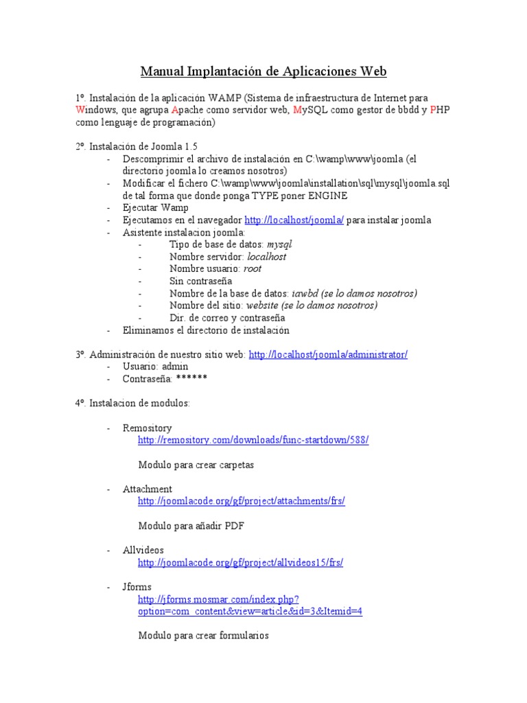 Manual Implantación de Aplicaciones Web | PDF