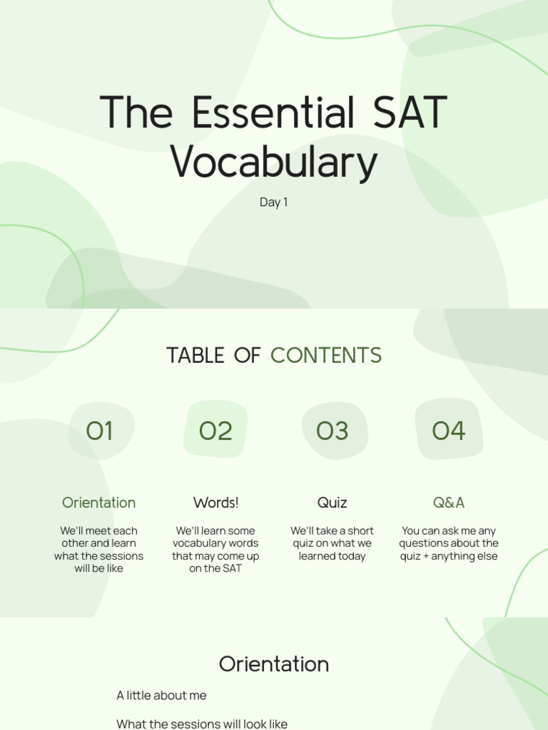 The Essential SAT Vocabulary Day 1 | PDF | Art | Poetry