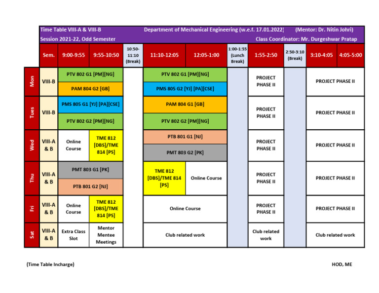 8 A&B Online Time Table With Lab | PDF | Menstrual Cycle | Puberty