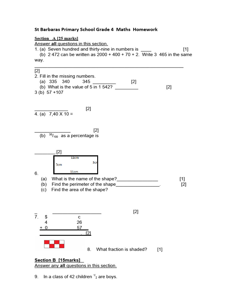Grade 4 End of Year Mathematics Paper 2 2022 | PDF