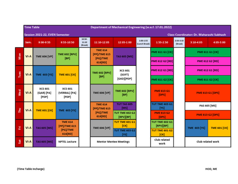6-A Online Time Table With Lab | PDF