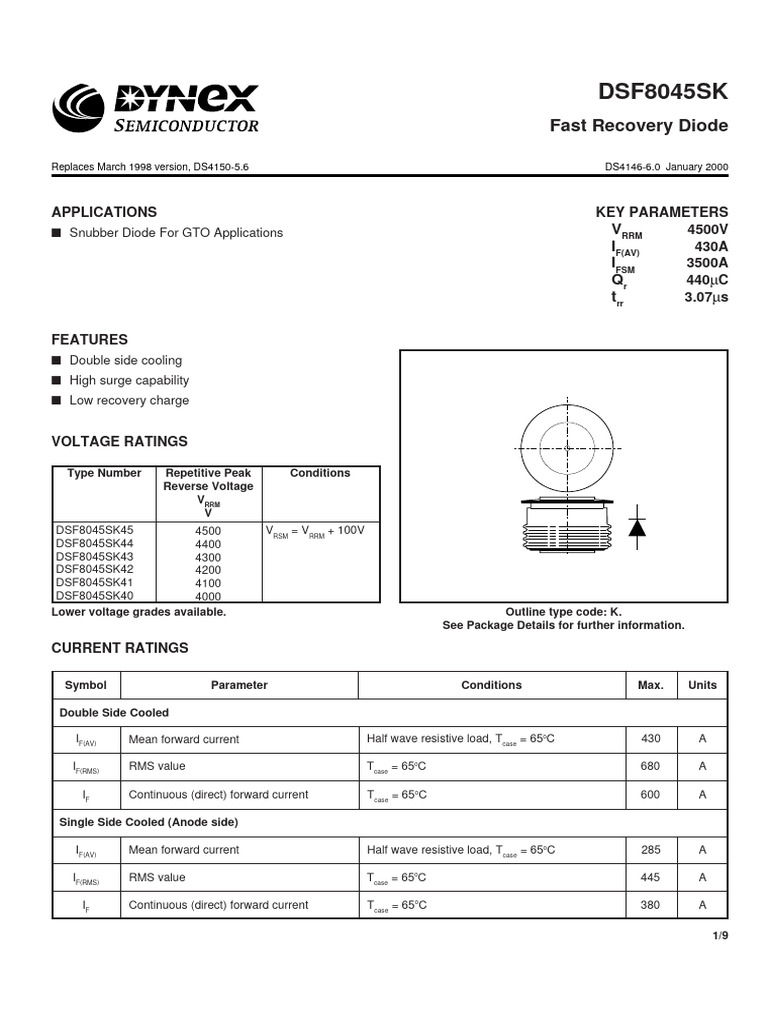 DSF8045SK-Dynex Semiconductor | PDF | Diode | Electrical Components