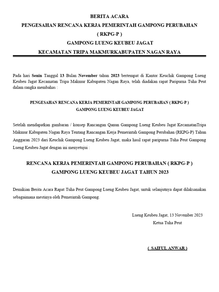 Berita Acara RKPG T4 LKJ 2023 | PDF