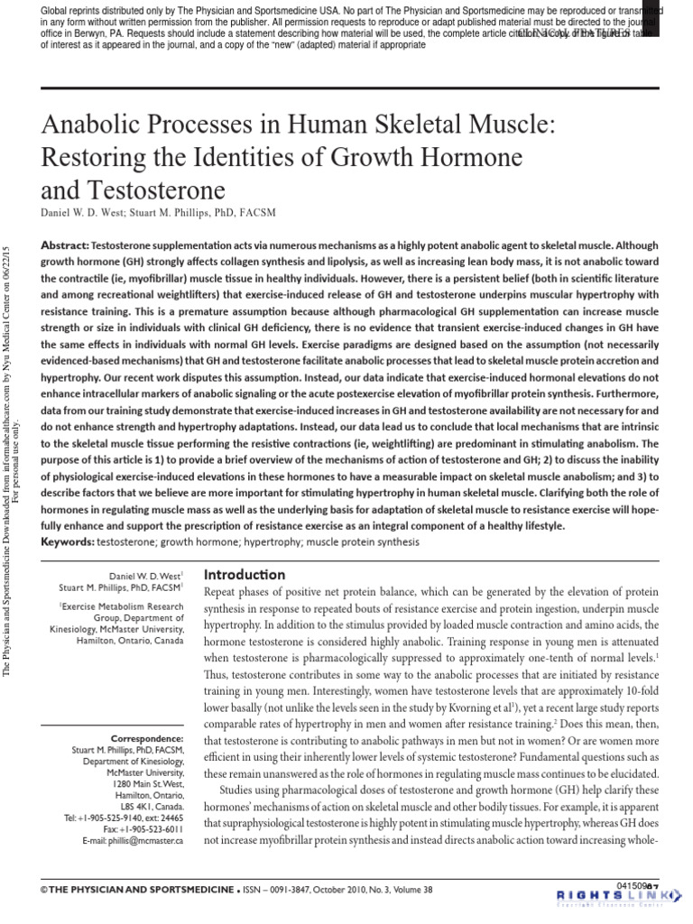 Anabolic Processes in Human Skeletal Muscle - Restoring The Identities ...