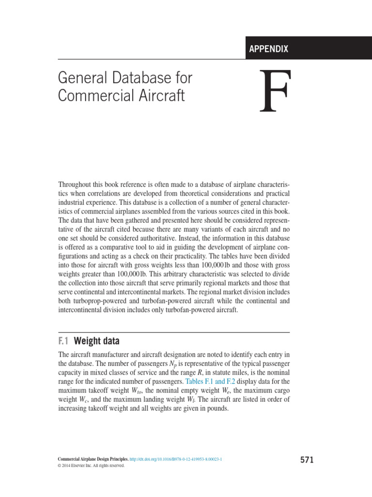 Appendix F General Database For Commercial Aircraft - 2014 - Commercial ...
