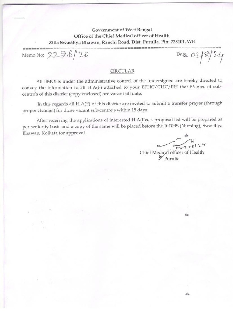 Circular For Transfer Prayers From HA F S | PDF