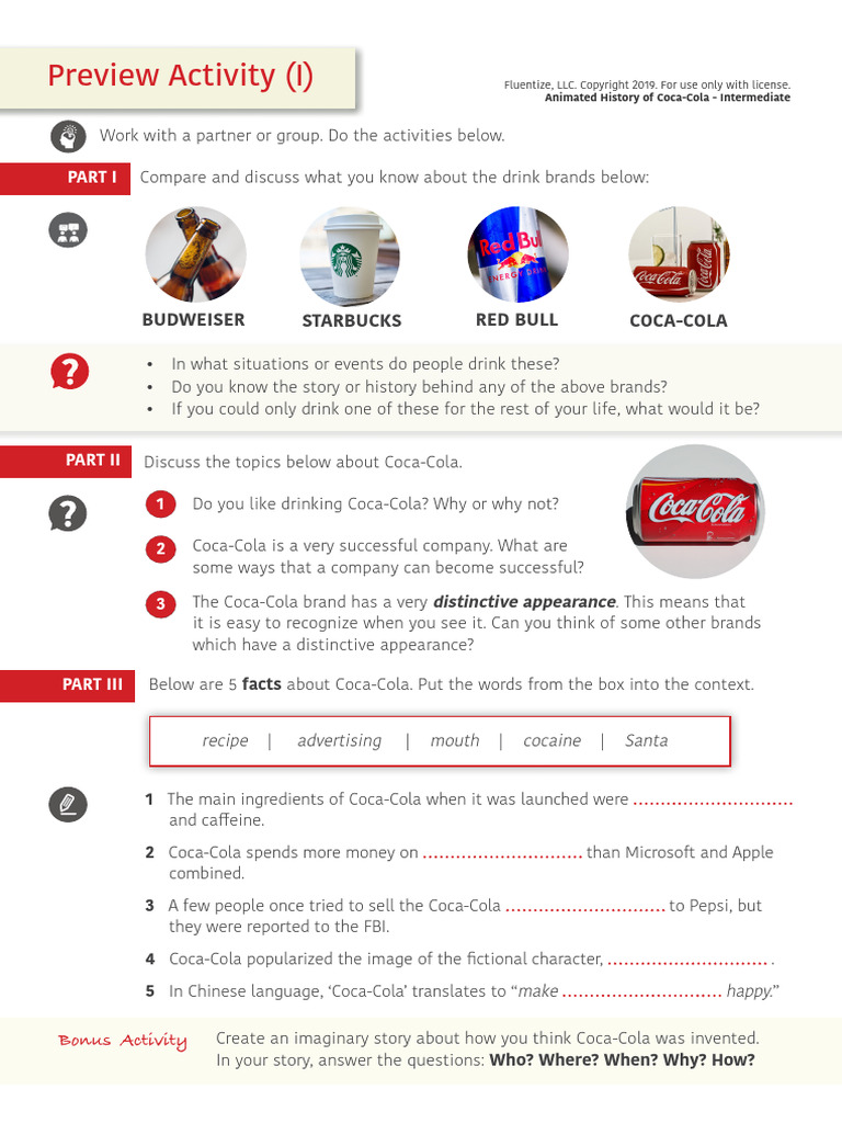 Animatedhistoryofcoca-Cola Lessonplan | PDF | Coca Cola