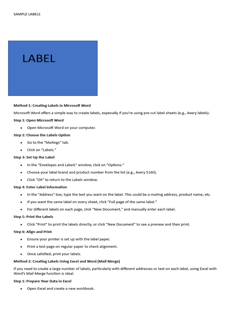 Sample Labels | PDF | Microsoft Excel | Microsoft Word