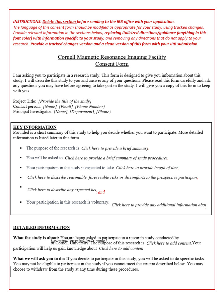 CMRIF Template Consent Form (Approved) | PDF | Magnetic Resonance ...