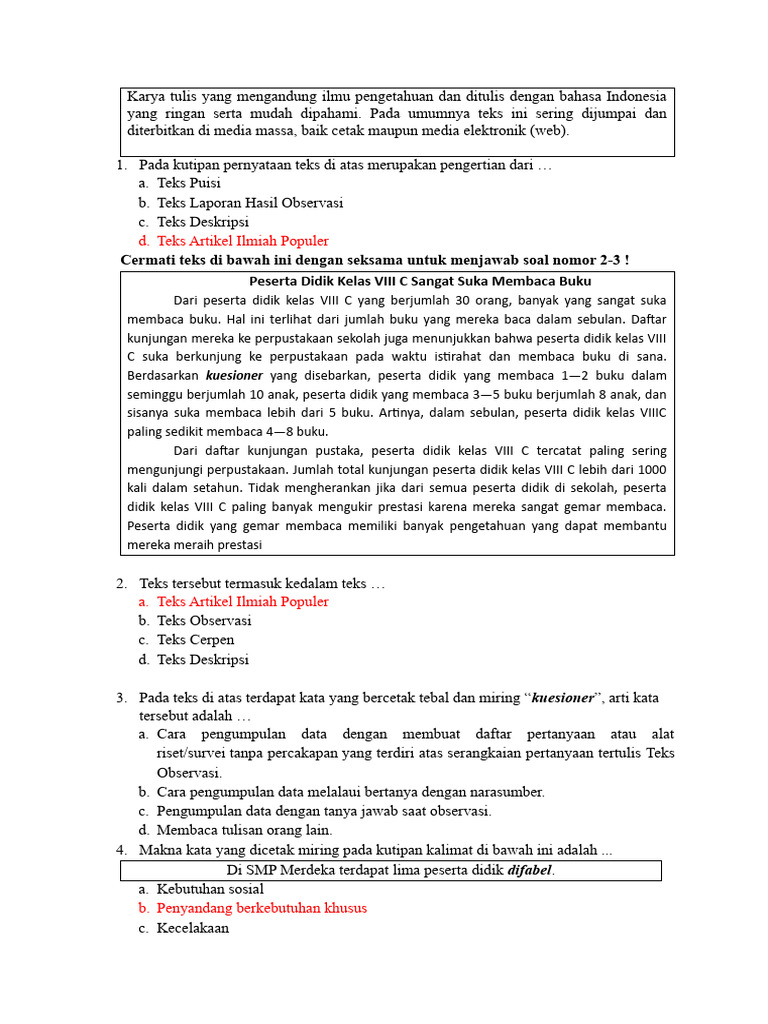 SOAL STS 1 KELAS 8 | PDF