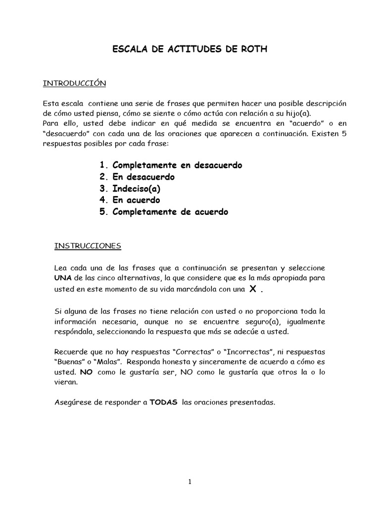 Escala de Actitudes de Roth | PDF