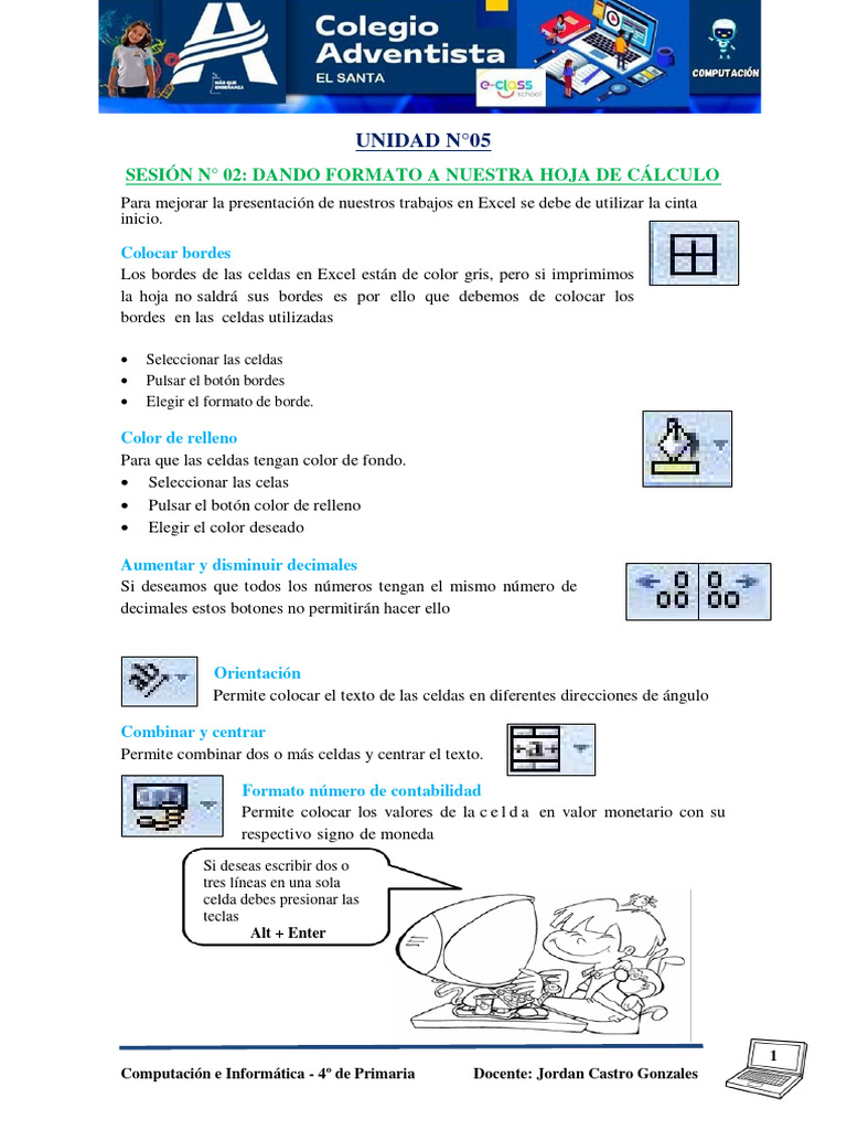 U5 - Sesión #02 - Dando Formato A Nuestra Hoja de Cálculo | PDF | Hoja de cálculo | Microsoft Excel