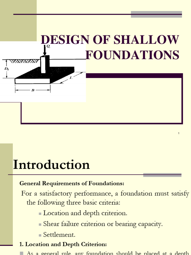 Lecture 11-14-Design of Shallow Foundations | PDF | Foundation (Engineering) | Deep Foundation