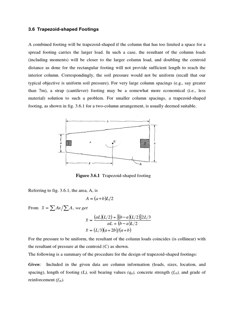Trapezoidal Footing | PDF | Column | Pressure