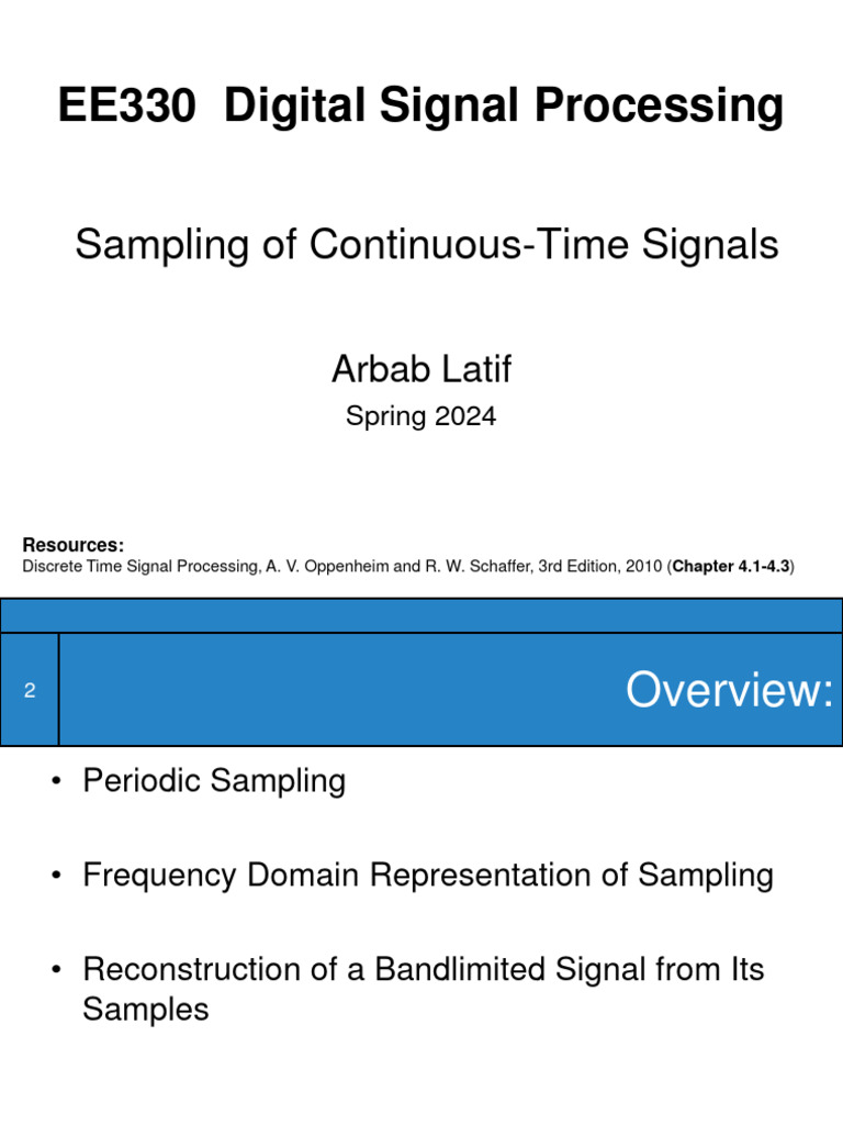 Lecture 09 Sampling of CTS | PDF | Discrete Time And Continuous Time | Sampling (Signal Processing)