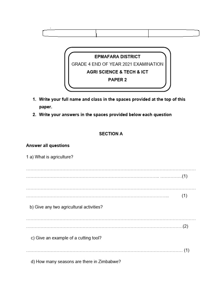 Grade 4 Agriculture Scipaper2 | PDF | Soil | Horticulture