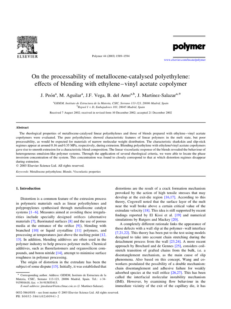 Metallocene Polyethylene Blends Study | PDF | Polyethylene | Polymers