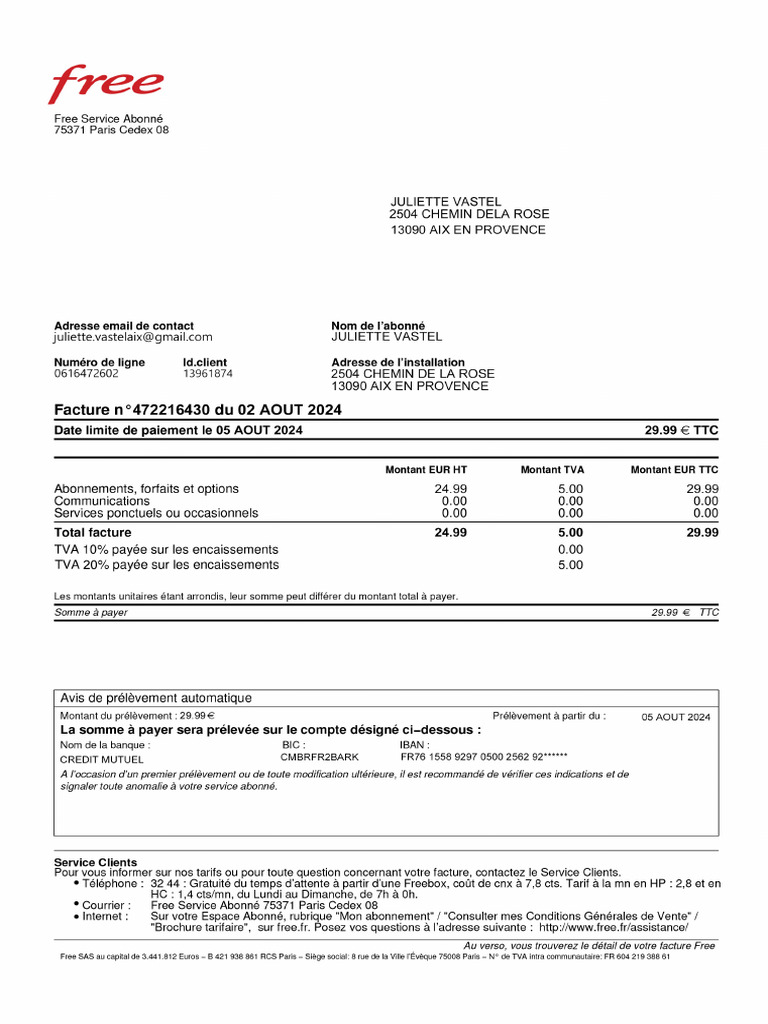 Facture SFR-Aout2024 | PDF