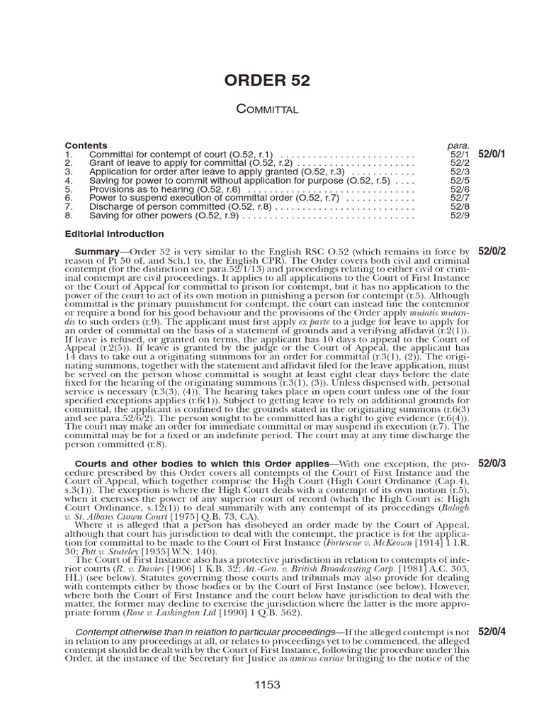 Committal for Contempt of Court Guide | PDF | Contempt Of Court ...