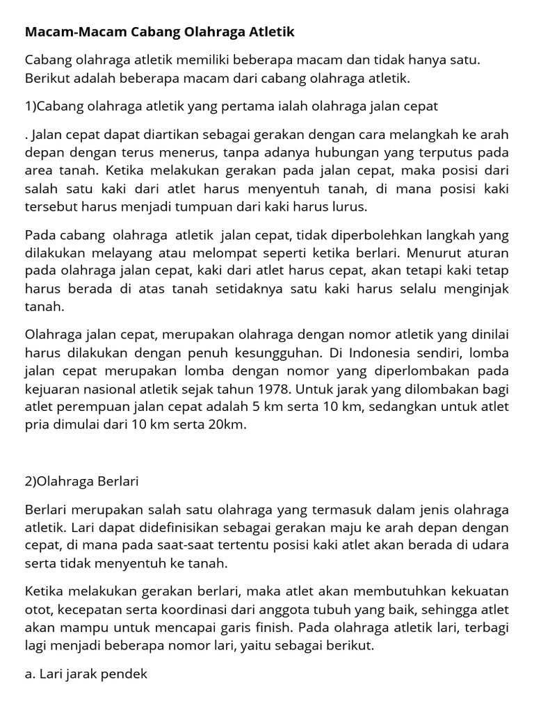 Macam-Macam Cabang Olahraga Atletik 5 | PDF