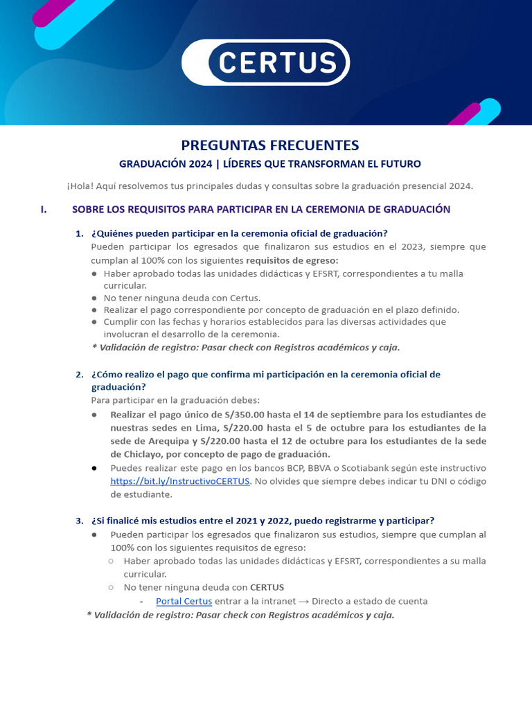 Graduación Certus 2024 Q&A | PDF | Crecimiento personal y profesional | Negocios