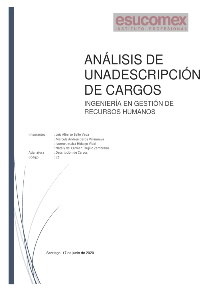 Informe Grupal de Descripción de Cargos | PDF | Business | Gestión de recursos humanos