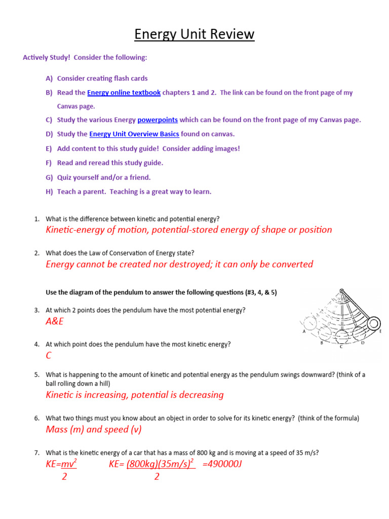 Energy Unit Review ANSWERS2020 | PDF | Atoms | Fuels