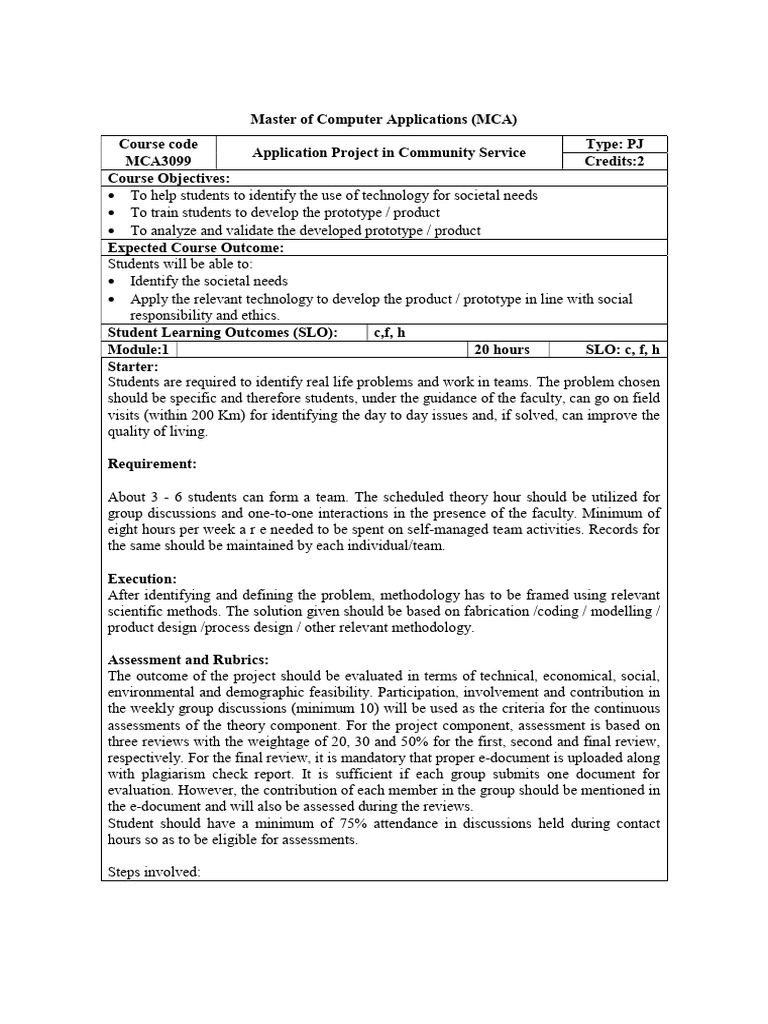Mca3099 Application-Project-In-Community-Service PJ 1.0 1 Mca3099 | PDF | Prototype | Methodology