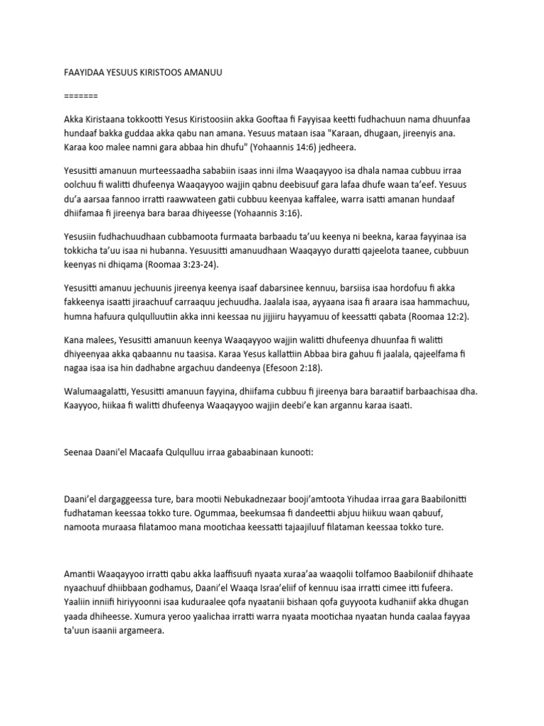 Faayidaa Yesuus | PDF