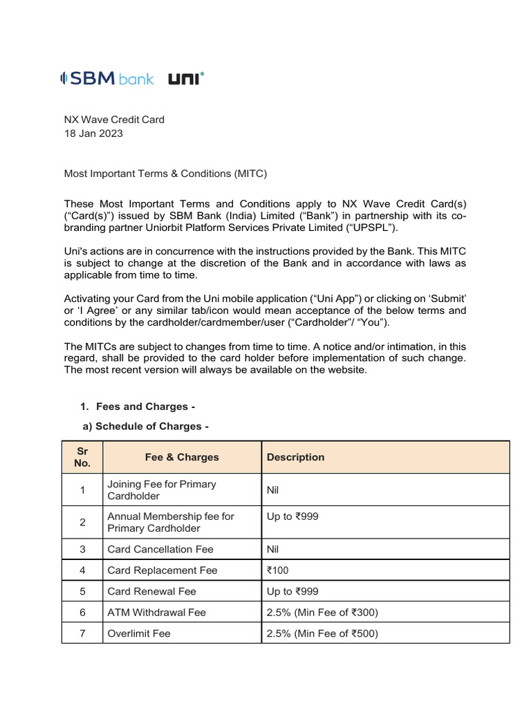 CC SBM Mitc | PDF | Credit Card | Interest