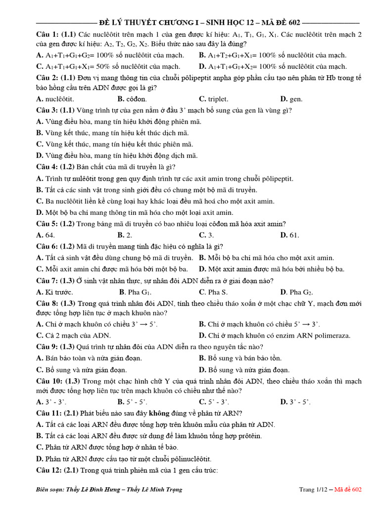 De On Ly Thuyet - Chuong 1 - Ma Tran - 602 | PDF