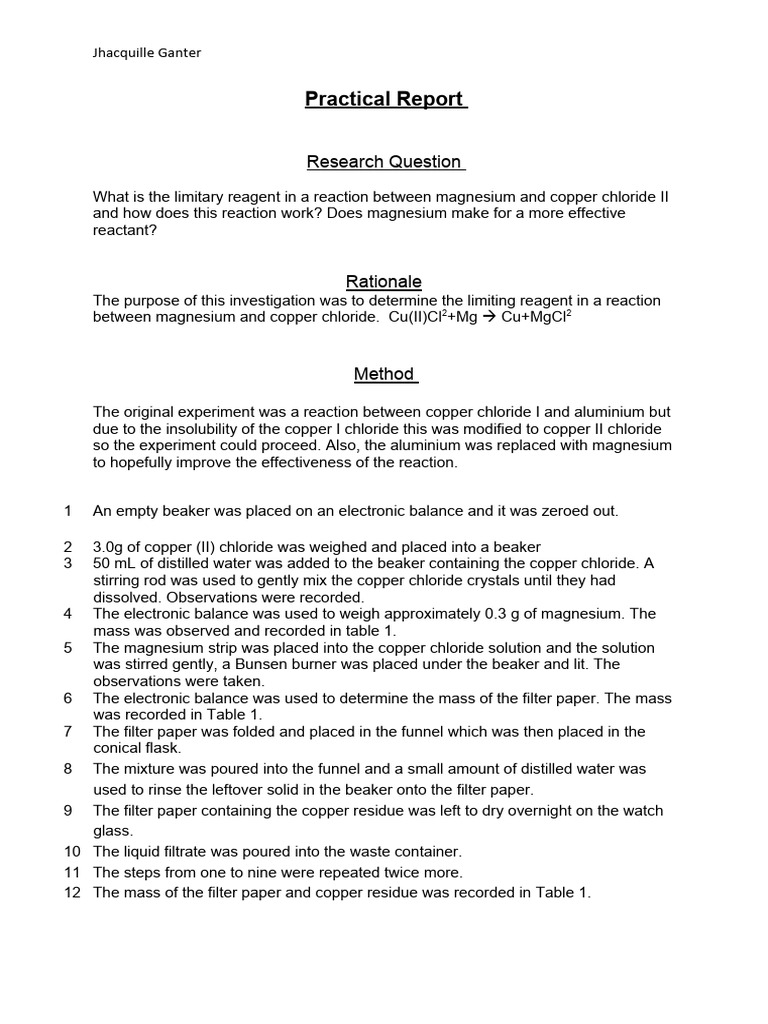 Prac Report | PDF | Magnesium | Chemical Reactions