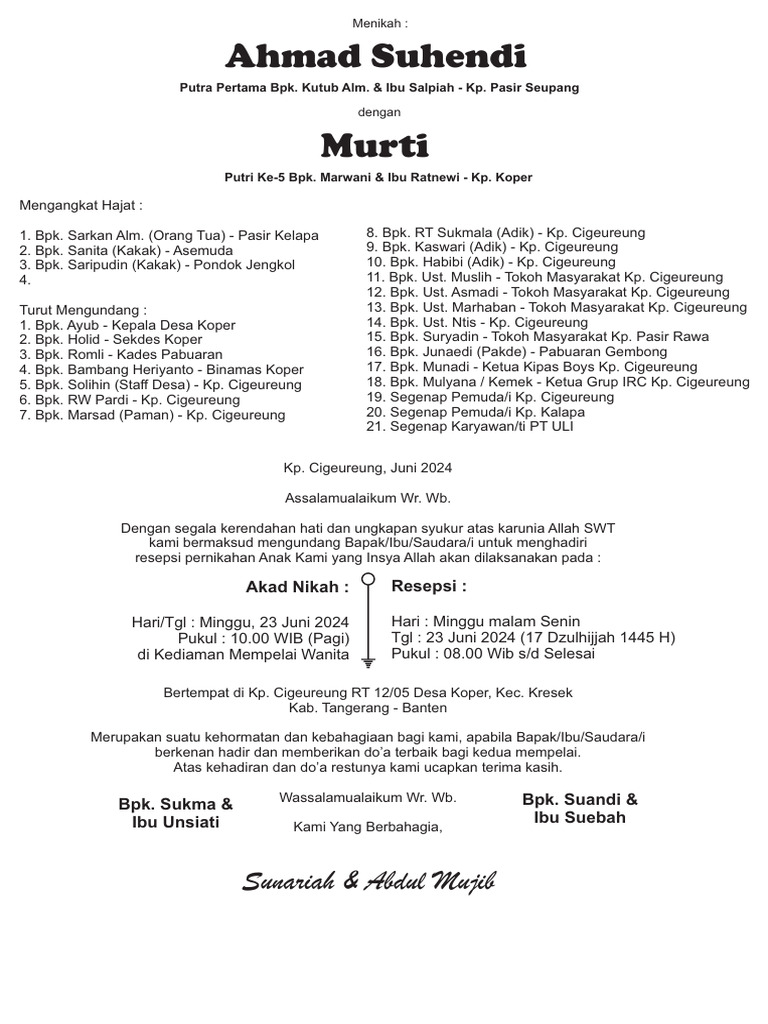 Ahmad Suhendi Murti: Sunariah & Abdul Mujib | PDF