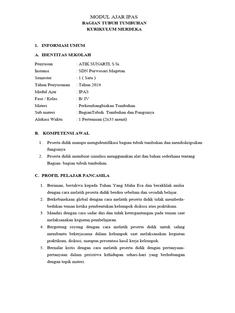 Cover Modul Ajar IPAS Kelas 3 | PDF