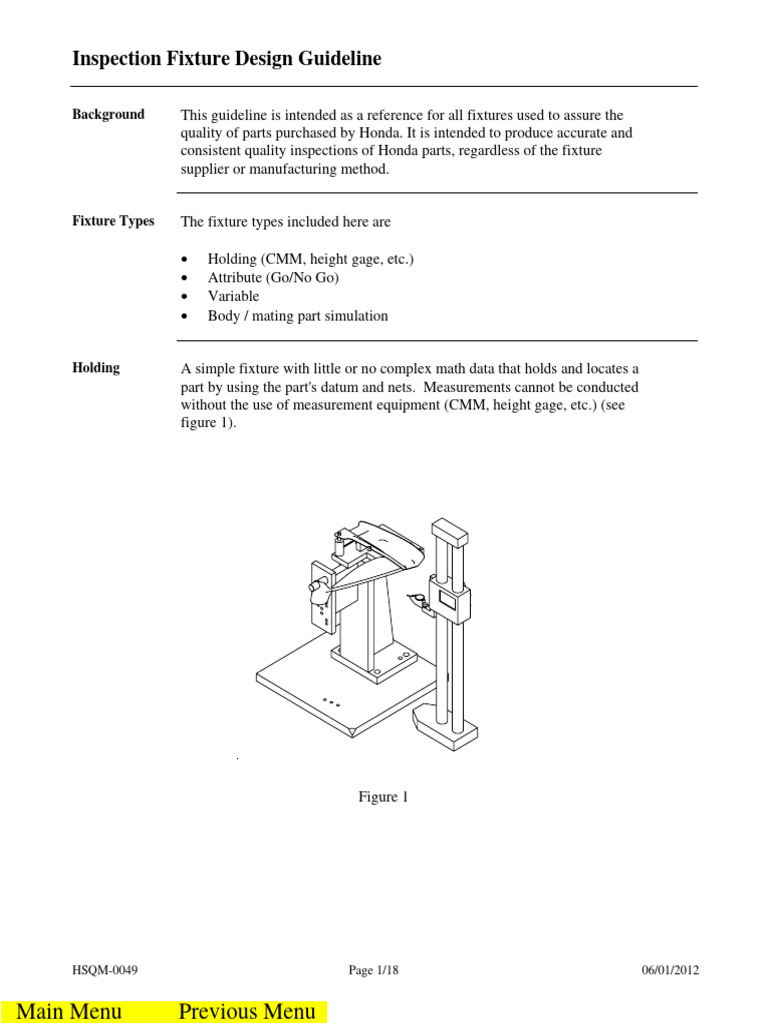 Honda Inspection Fixture Design Guide | PDF | Engineering Tolerance ...