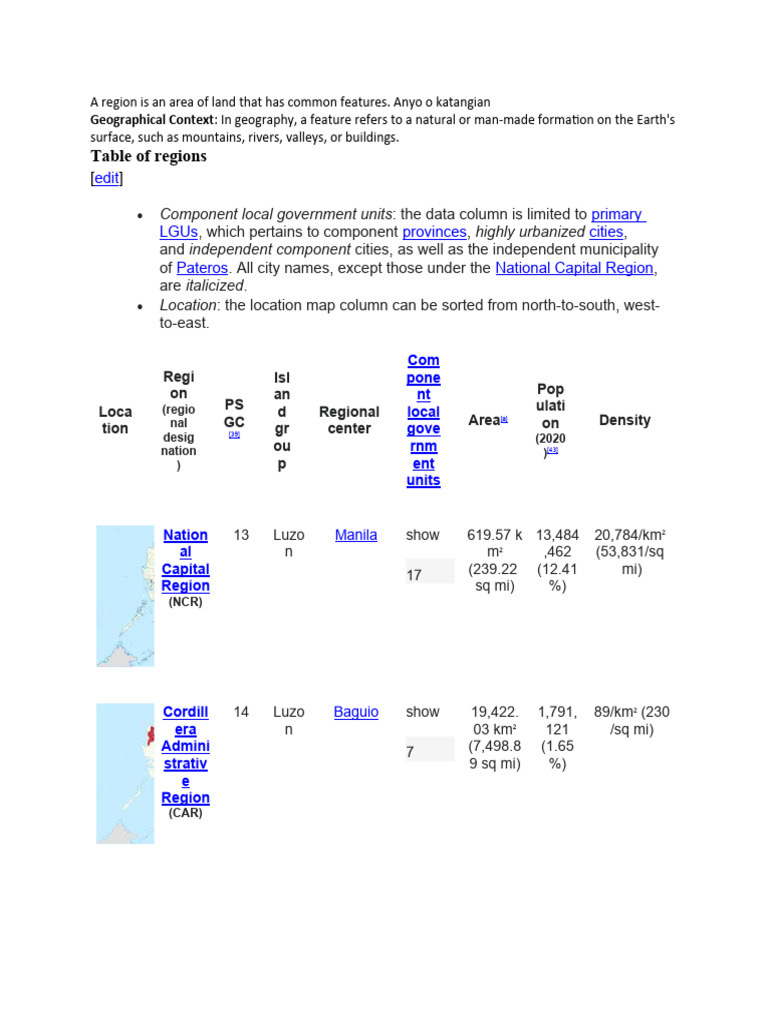 REGION Meaning | PDF | Geography | Natural Sciences