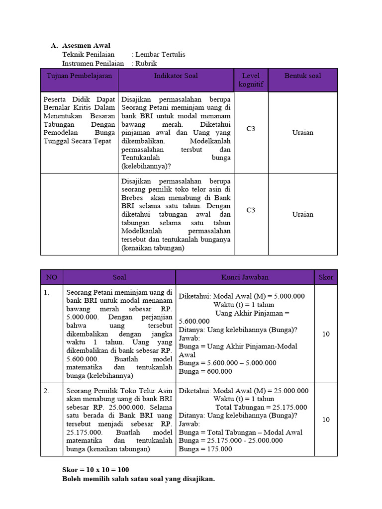 Asesmen Awal + Instrumen Sikap | PDF