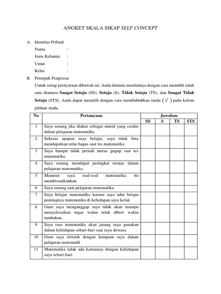 Angket Skala Sikap Uji Coba | PDF