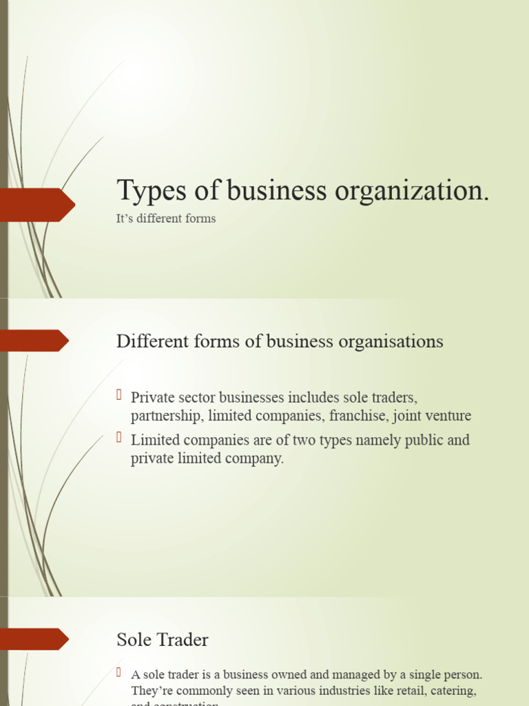 Types of Business Organisation (CH - 4) | PDF | Franchising | Sole Proprietorship