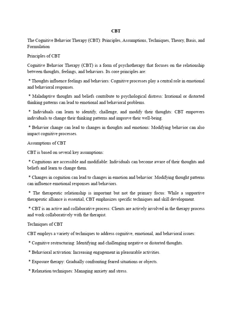 CBT Notes | PDF | Cognitive Behavioral Therapy | Psychotherapy