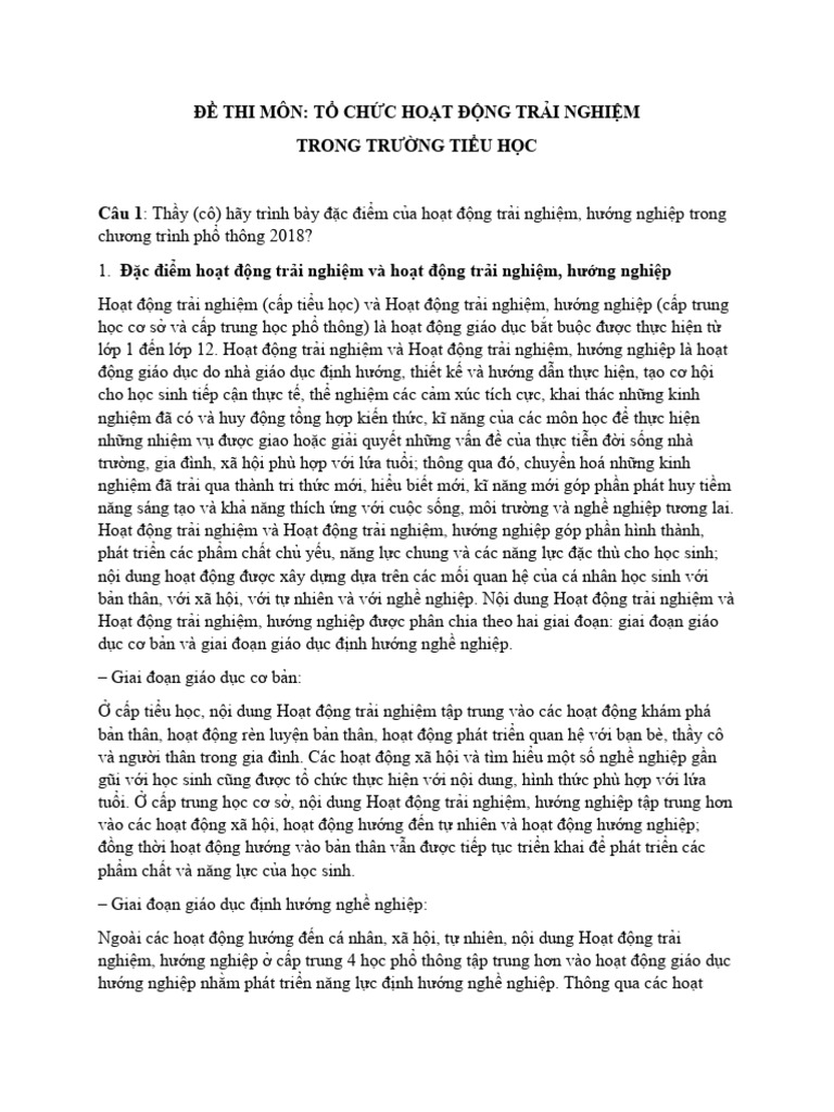 BTL T CH C HĐTN (Đã Làm) | PDF