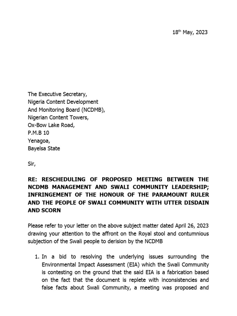 Protest Letter | PDF | Environmental Impact Assessment | Justice