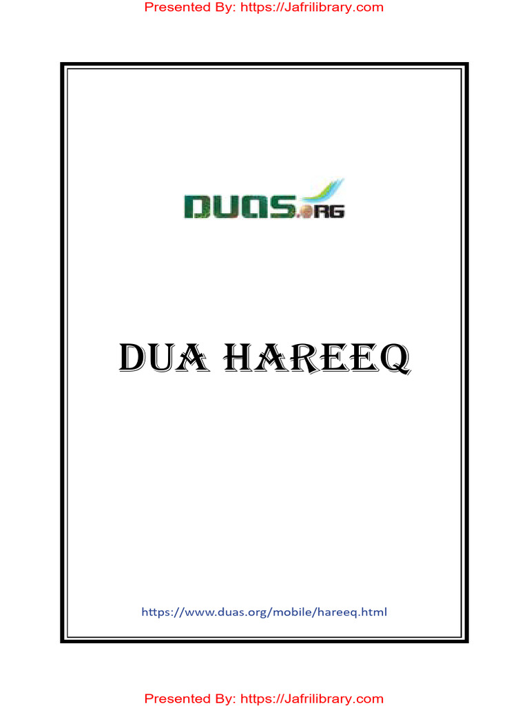 Dua e Hareeq: Significance and Text | PDF | Religious Belief And ...