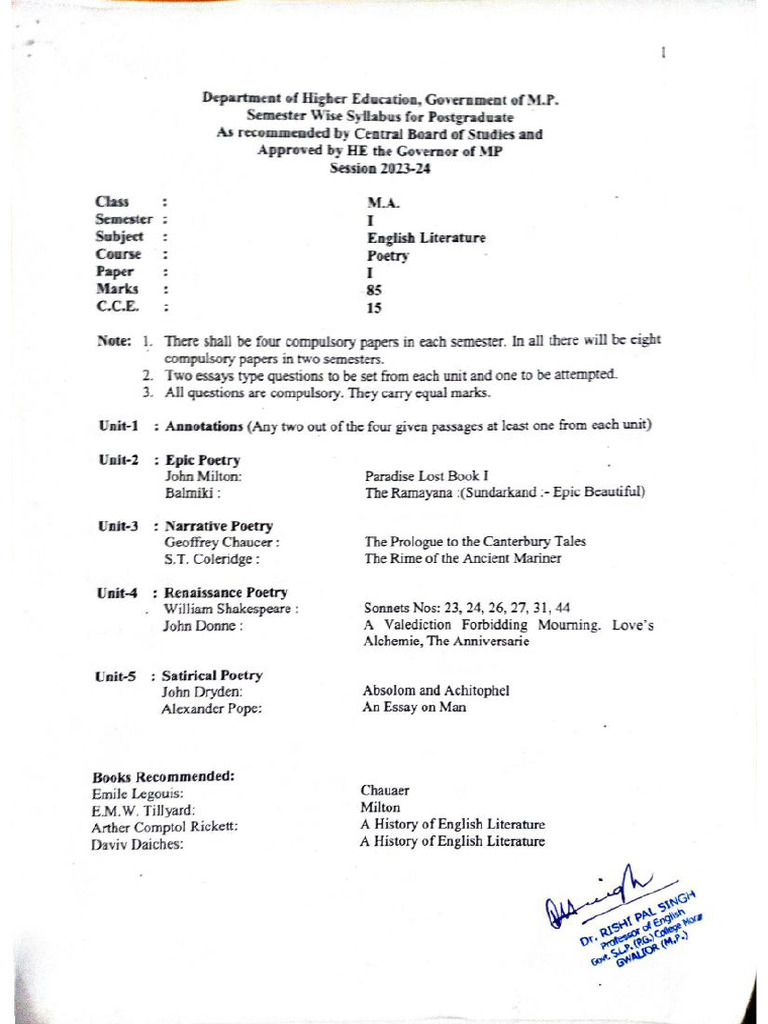 English Literature Session 2023 24 1 | PDF